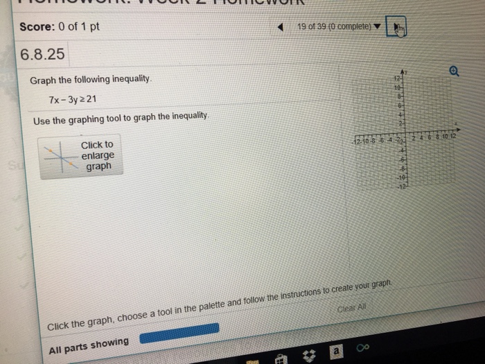 Solved Graph the following inequality. 7x - 3y | Chegg.com