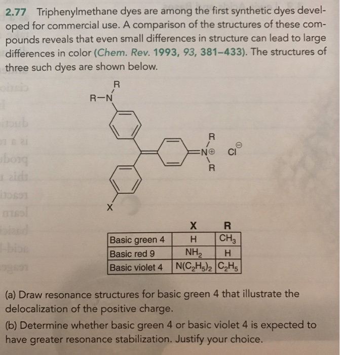 Solved Triphenylmethane dyes are among the first synthetic | Chegg.com