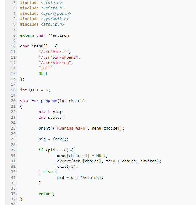 Solved There are three functions defined in 3000menu.c. | Chegg.com