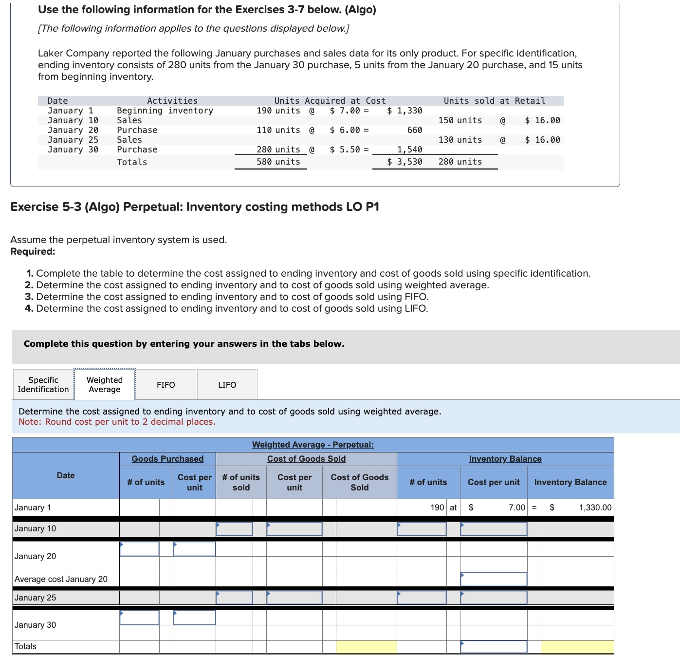 Solved Use the following information for the Exercises 3-7 | Chegg.com