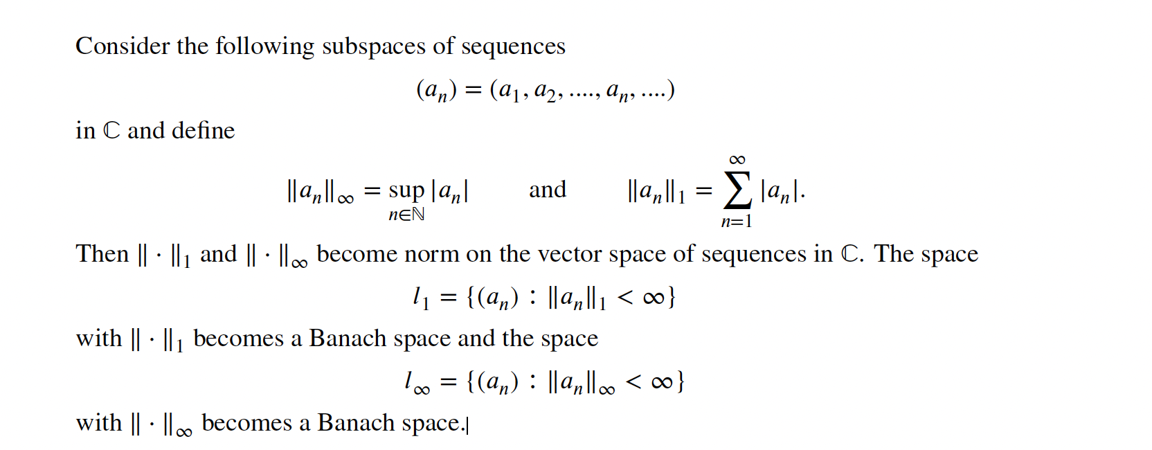Solved Consider the following subspaces of sequences (an) = | Chegg.com