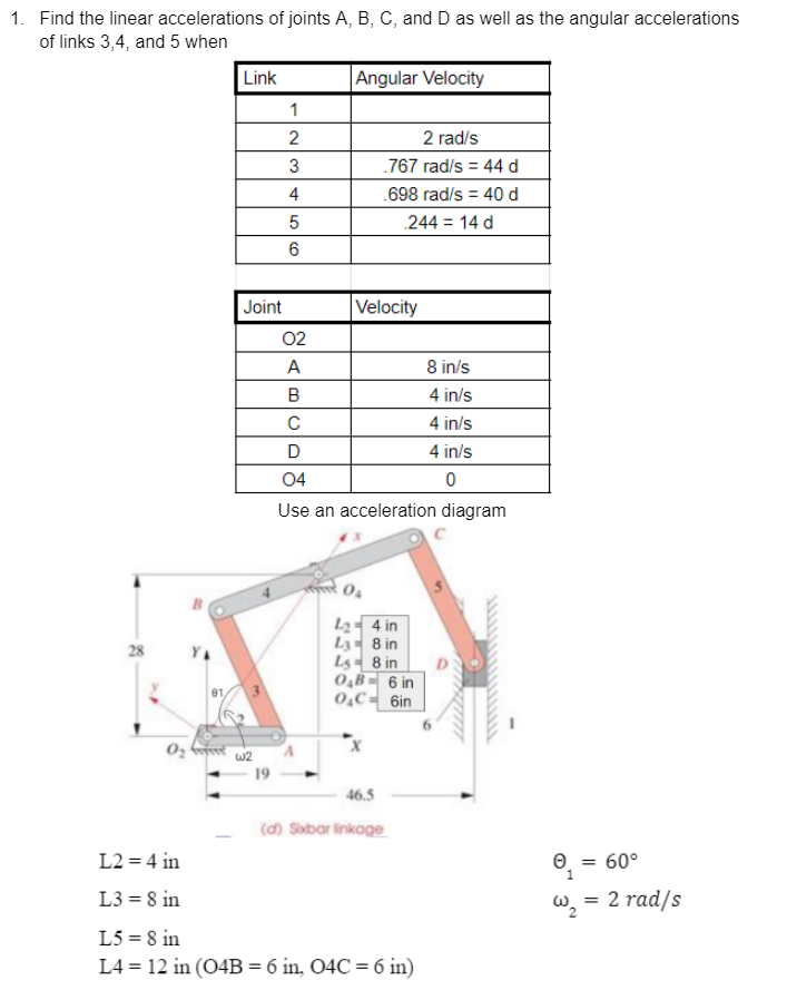 Solved Find The Linear Accelerations Of Joints A b c