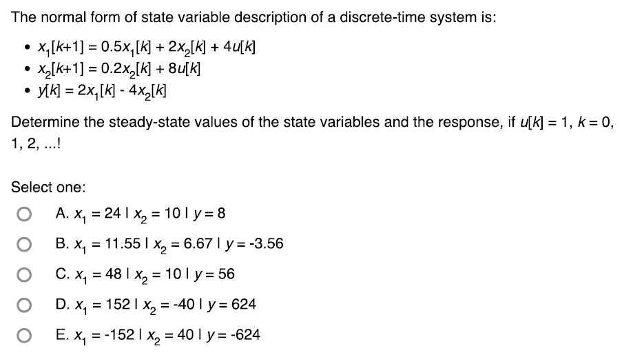 Solved Determine the steady-state values of the state | Chegg.com