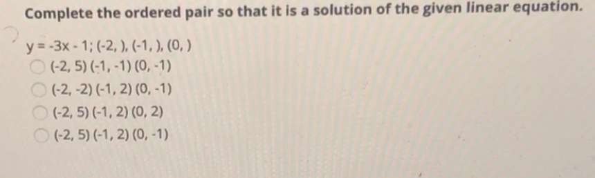 Solved Complete the ordered pair so that it is a solution of | Chegg.com