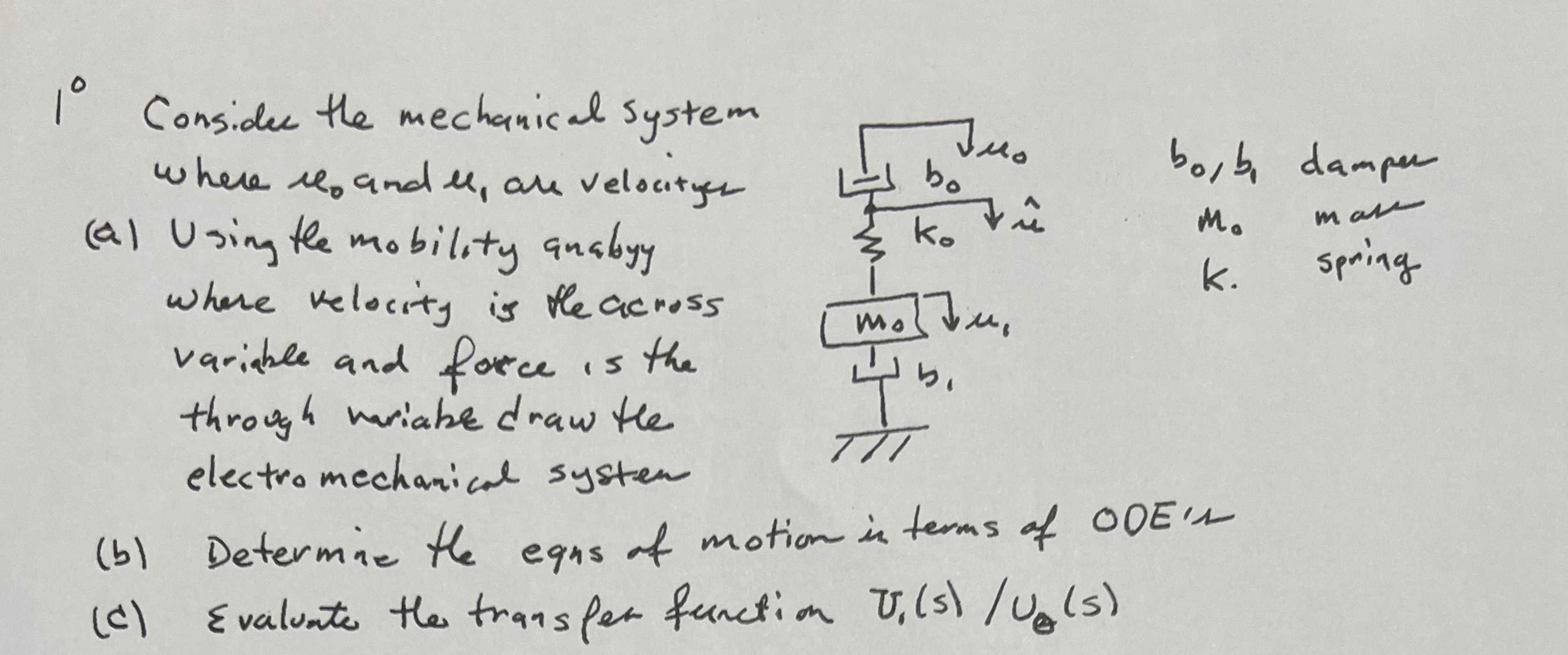 Solved 1° ﻿Consider the mechanical systemwhere μ0 ﻿and | Chegg.com