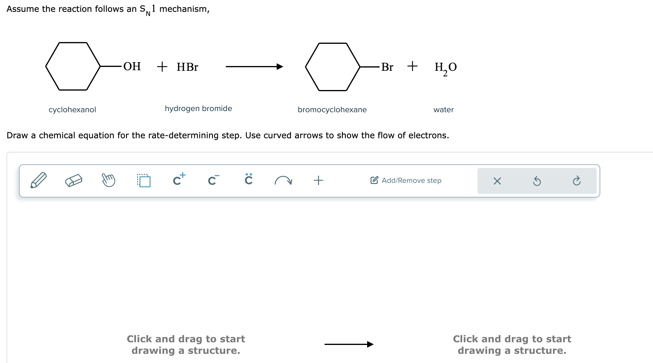 Solved Assume the reaction follows an SN1 mechanism, Draw a | Chegg.com