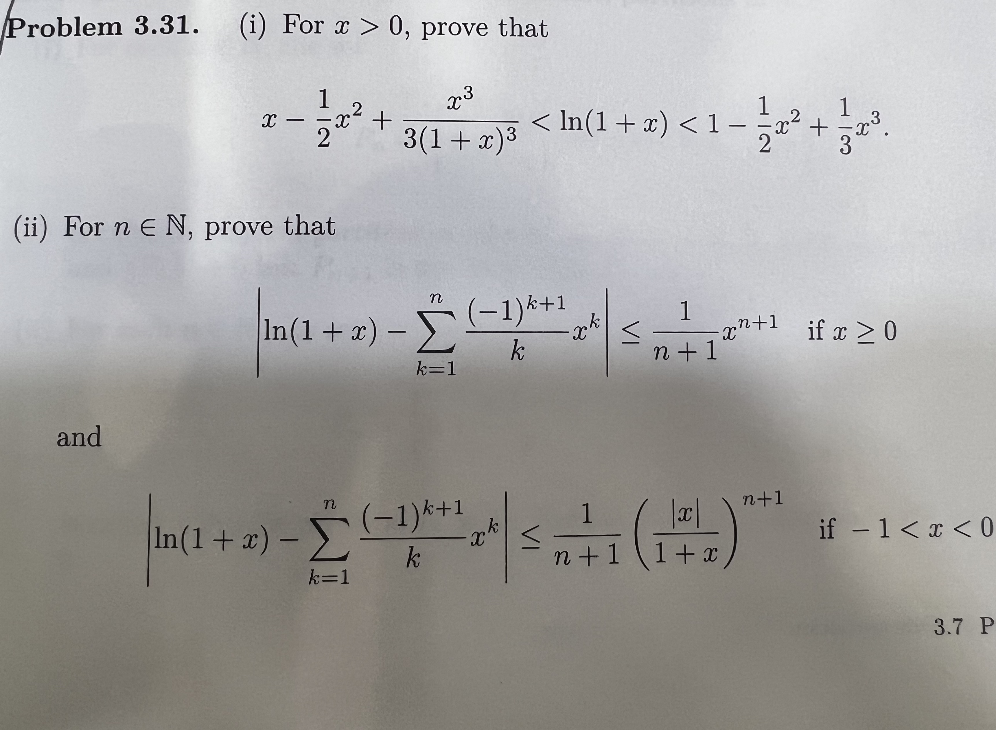 Solved Problem 3.31. (i) For x>0, prove that | Chegg.com