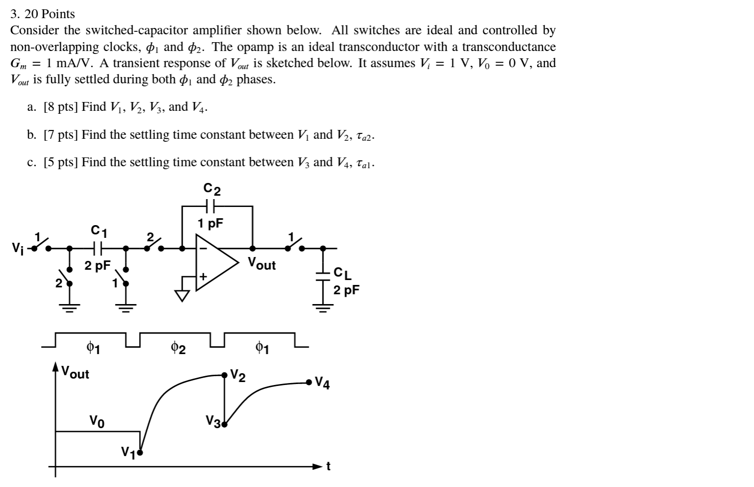 Solved 3 20 Points Consider The Switched Capacitor