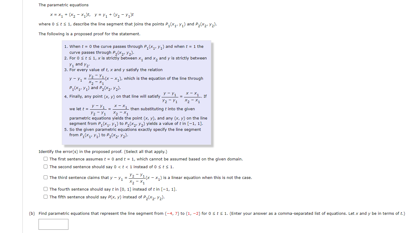 Solved The parametric equations x = x1 + (x2 – *), y = V1 + | Chegg.com