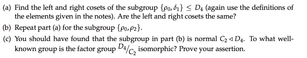 Solved (a) Find the left and right cosets of the subgroup | Chegg.com