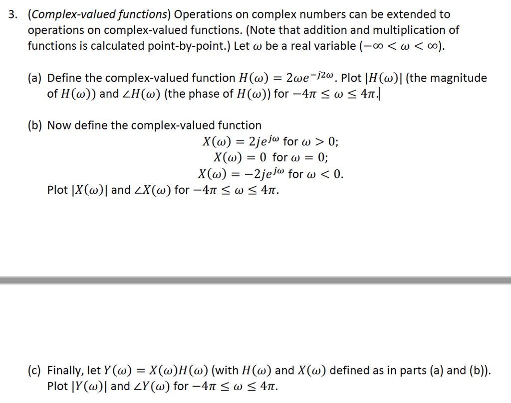 Solved (Complex-valued functions) Operations on complex | Chegg.com
