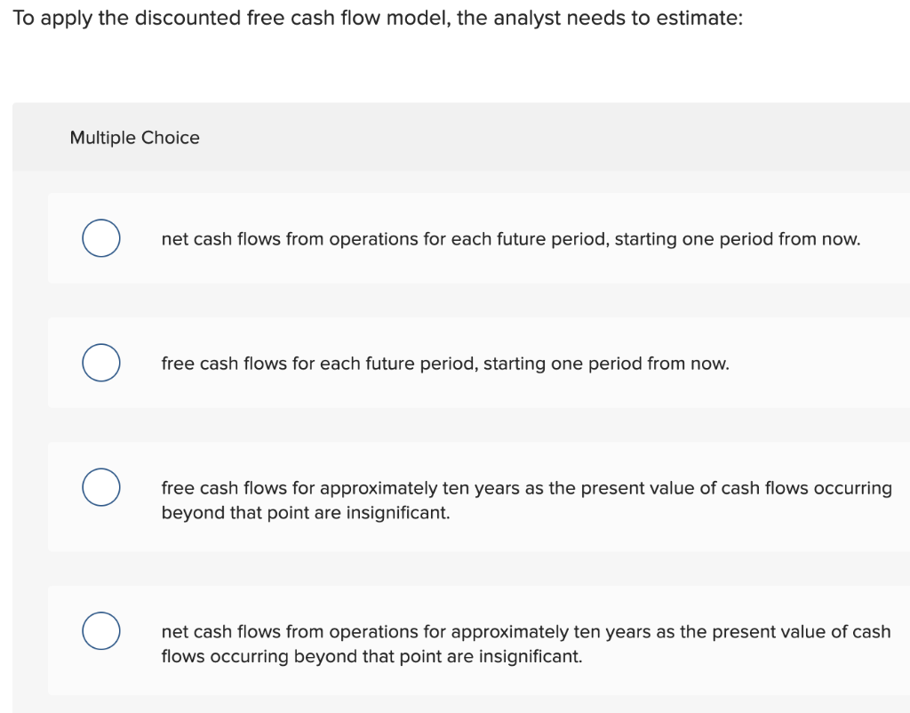 Solved To apply the discounted free cash flow model, the | Chegg.com
