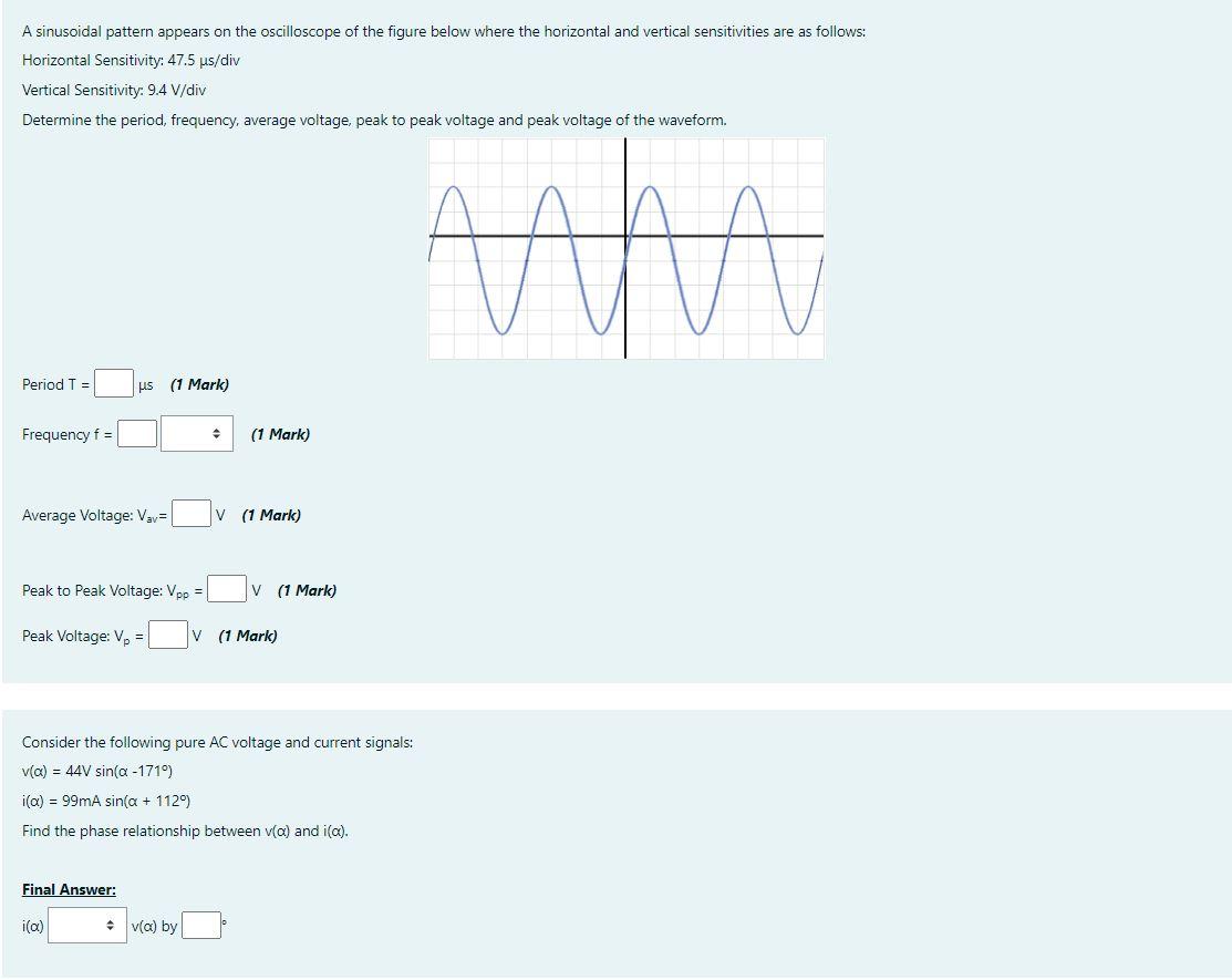 Solved A sinusoidal pattern appears on the oscilloscope of | Chegg.com