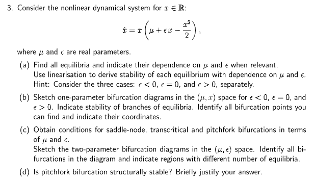 3. Consider the nonlinear dynamical system for x∈R : | Chegg.com