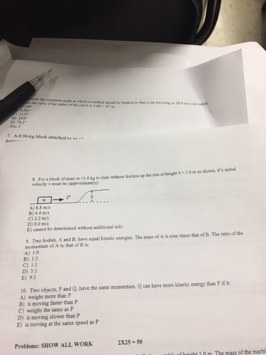 Solved For a block of mass m =1.0 kg to slide without | Chegg.com