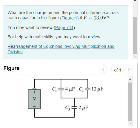 Solved What are the charge on and the potential difference | Chegg.com