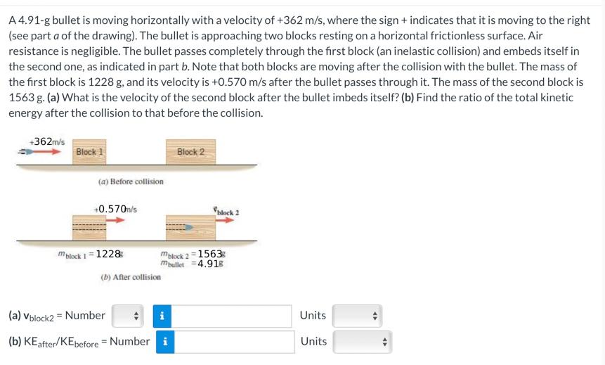 Solved A4.91-g bullet is moving horizontally with a velocity | Chegg.com