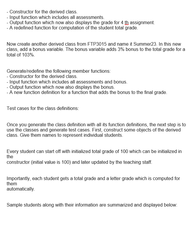 Solved In C++, Write a program that defines a base class | Chegg.com