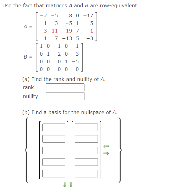 Solved Use the fact that matrices A and B are | Chegg.com