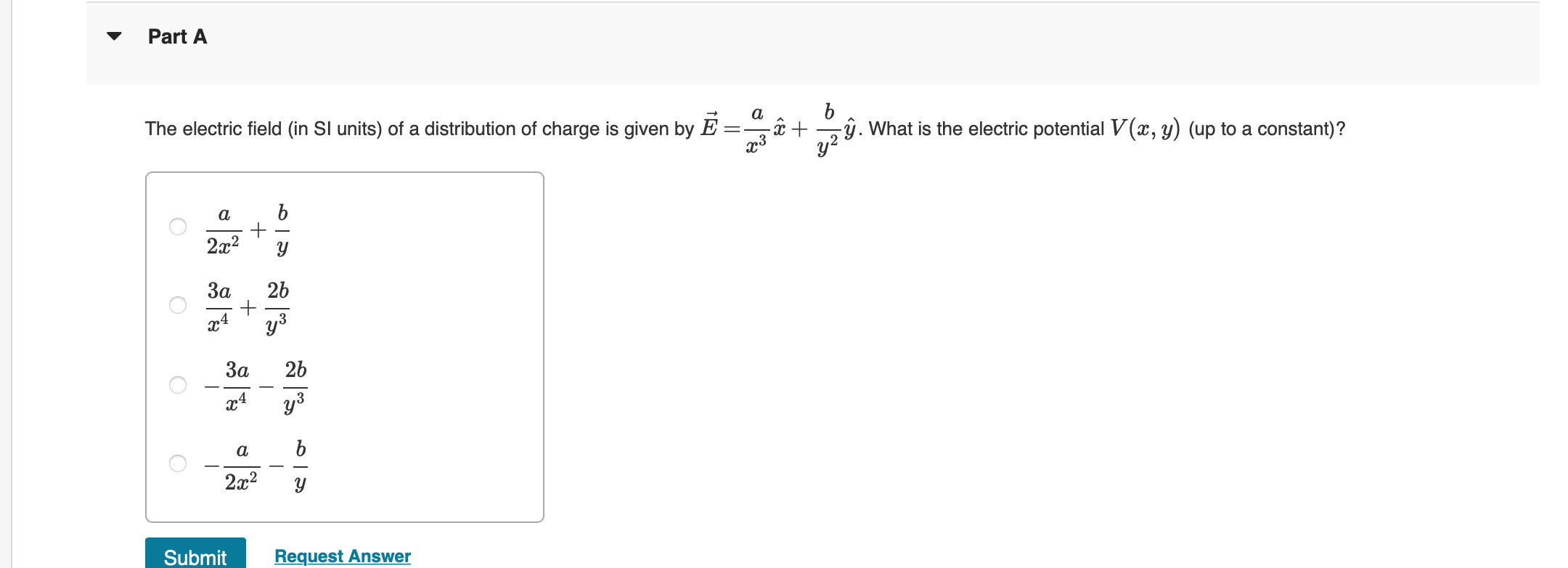 Solved Part A a The electric field (in Sl units) of a | Chegg.com