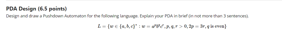 Solved PDA Design (6.5 points) Design and draw a Pushdown | Chegg.com