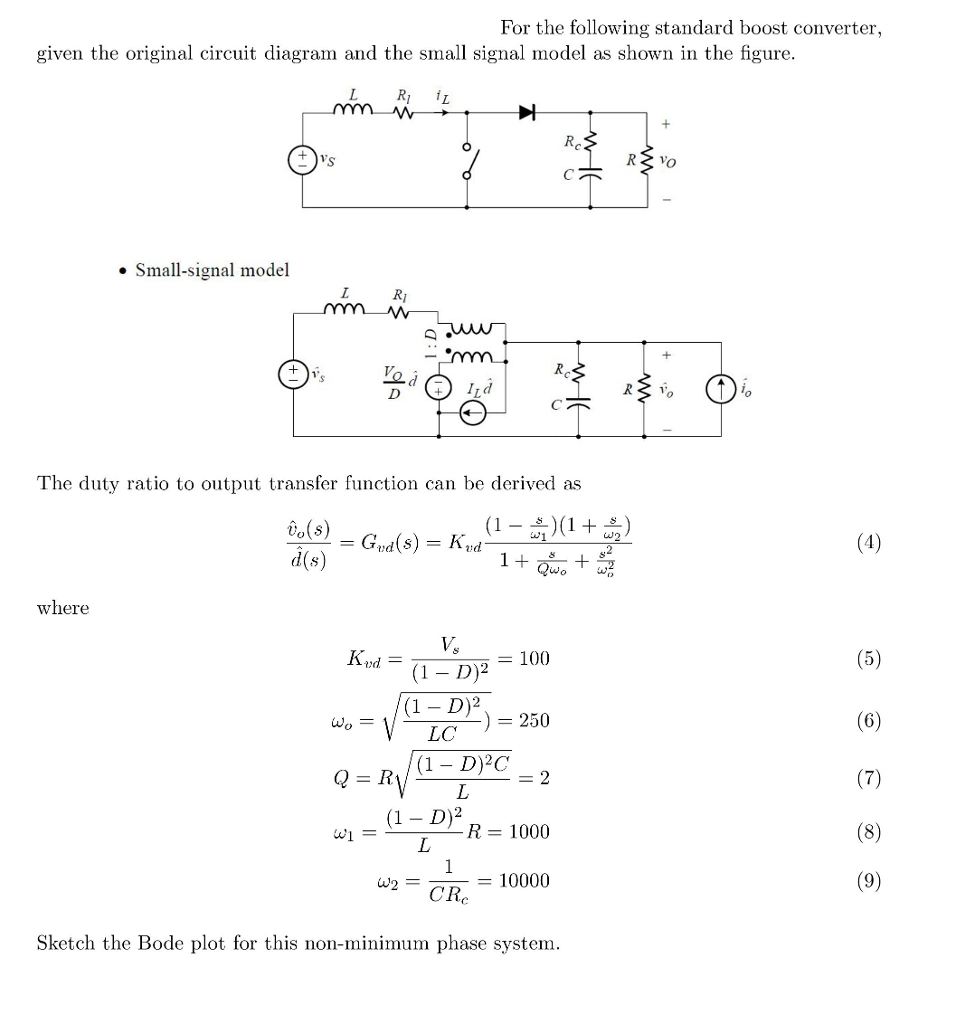 Solved For the following standard boost converter, given the | Chegg.com