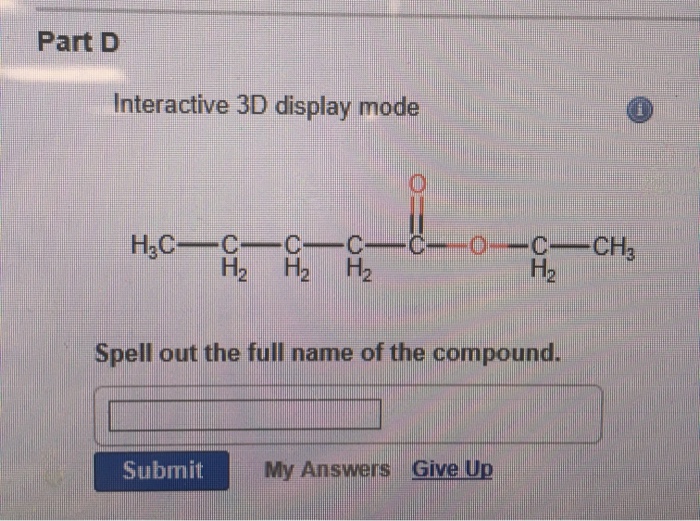 Solved Part D Interactive 3D display mode H2 H2H2 H2 Spell | Chegg.com