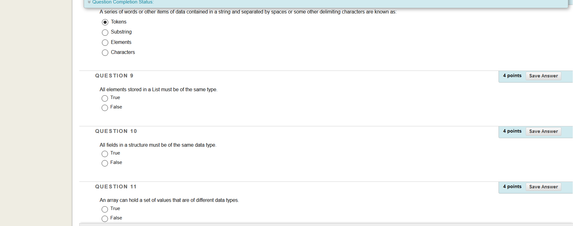 Solved V Question Completion Status: A series of words or | Chegg.com
