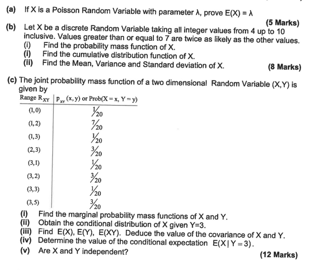 A if X is A Poisson Random Variable With