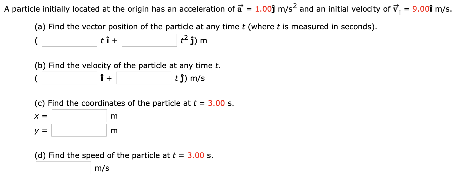 Solved A particle initially located at the origin has an | Chegg.com
