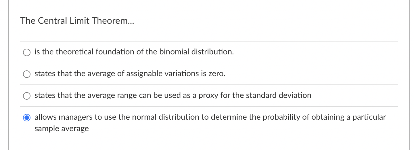 Solved The Central Limit Theorem... O is the theoretical | Chegg.com