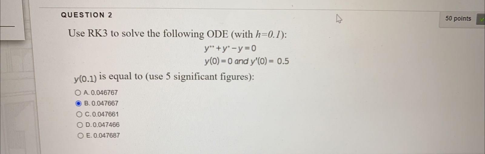 Solved Use RK3 to solve the following ODE (with h=0.1 ): | Chegg.com