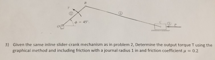 7" φ=45° 3) Given the same inline slider-crank | Chegg.com
