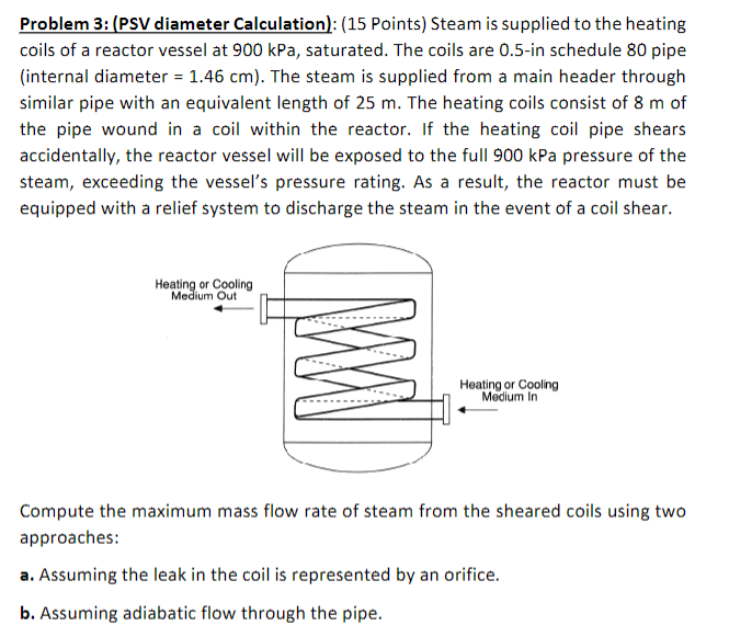 Solved Problem 3: (PSV diameter Calculation): (15 Points) | Chegg.com