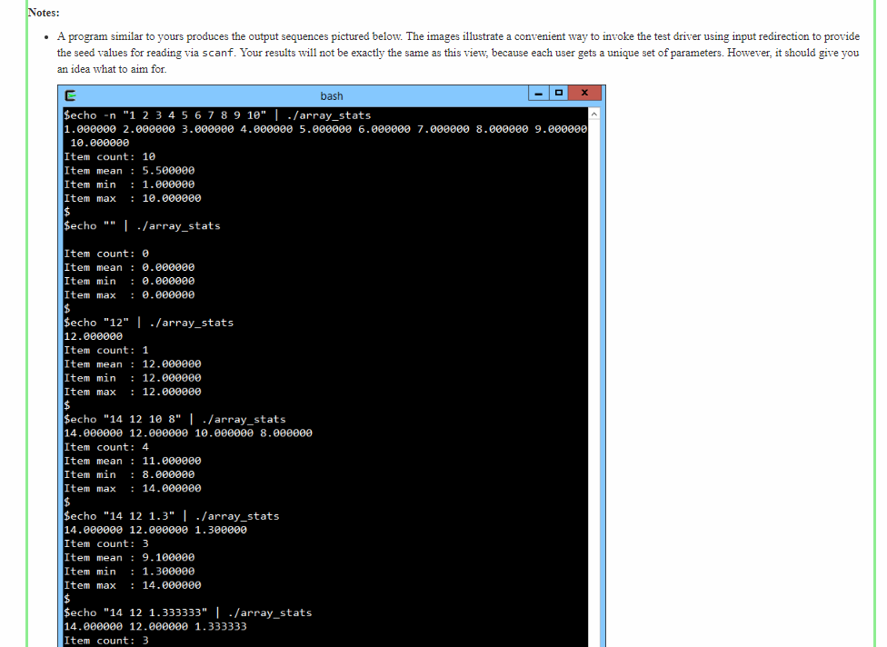 Solved Complete the implementation of the array_stats | Chegg.com