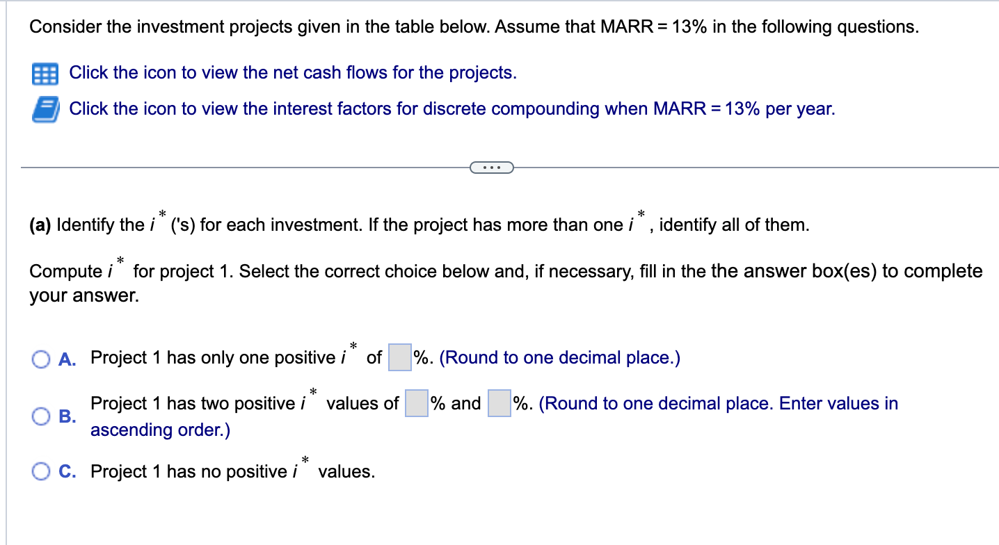 Solved Consider the investment projects given in the table | Chegg.com