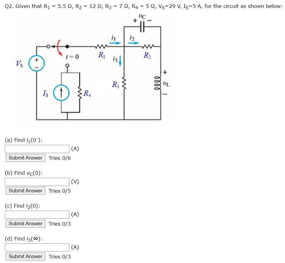 Solved Q2. Given that R1=5.5Ω,R2=12Ω,R3=7Ω,R4=5Ω,VS=29 | Chegg.com