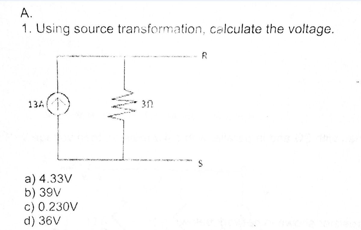 Solved A. 1. Using source transformation, calculate the | Chegg.com