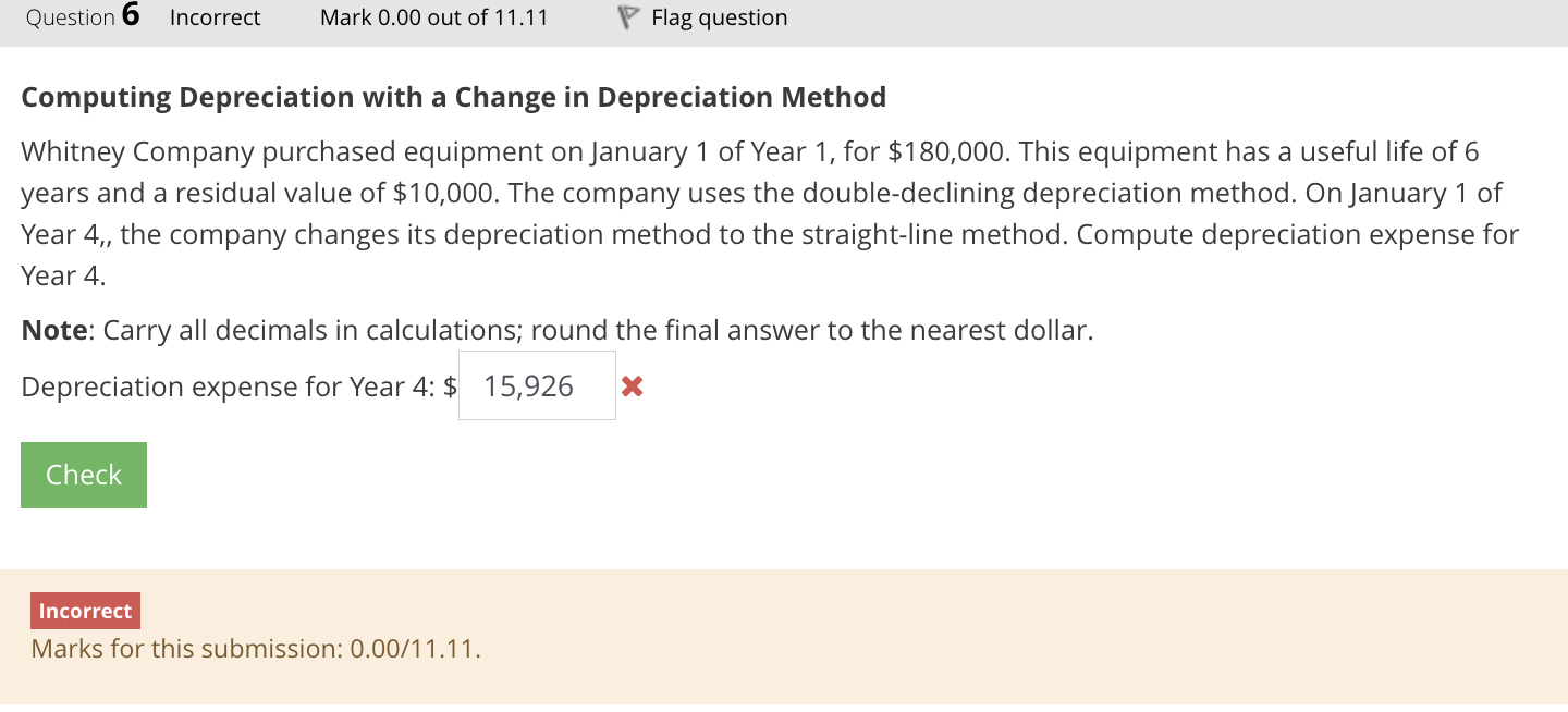 Solved Computing Depreciation with a Change in Depreciation | Chegg.com