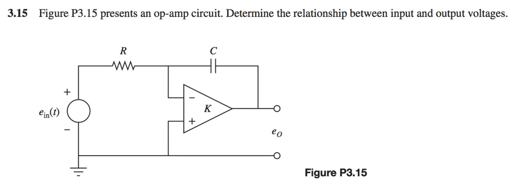 Solved 3.15 Figure P3.15 presents an op-amp circuit. | Chegg.com