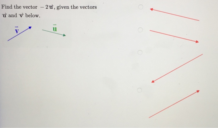 Solved Find the vector -2u, given the vectors u and v below. | Chegg.com