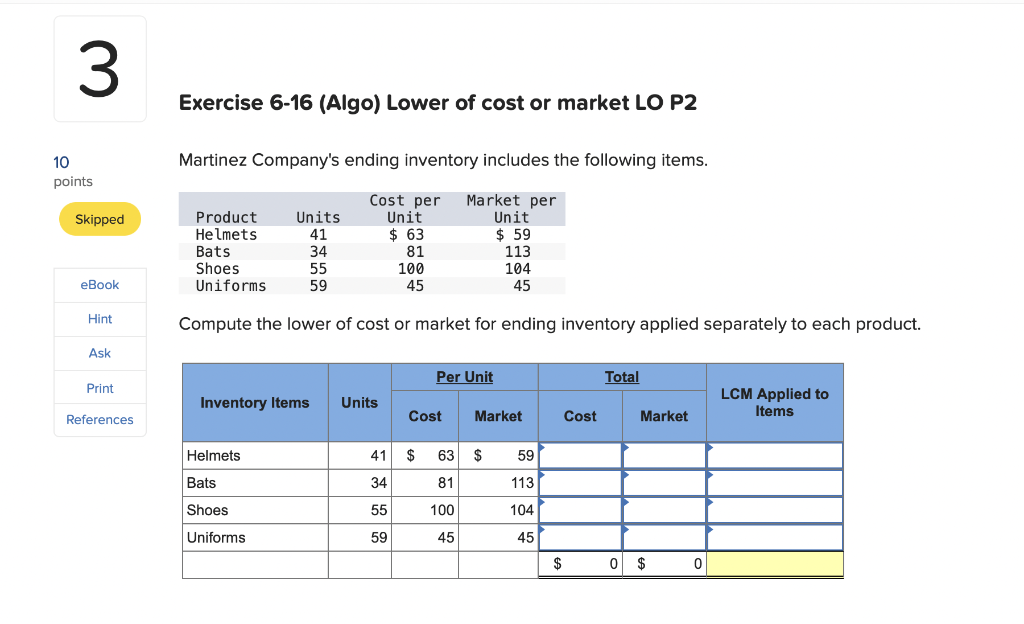 Solved Exercise 6-16 (Algo) Lower of cost or market LO P2 | Chegg.com