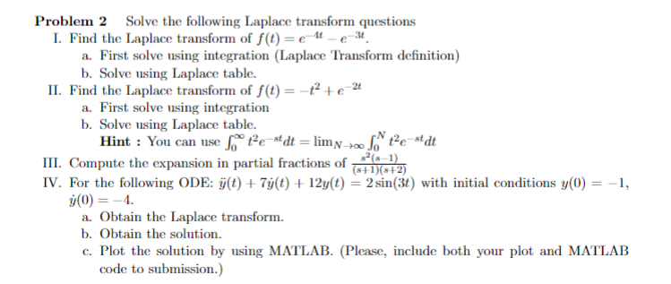 Solved Problem 2 ﻿Solve the following Laplace transform | Chegg.com