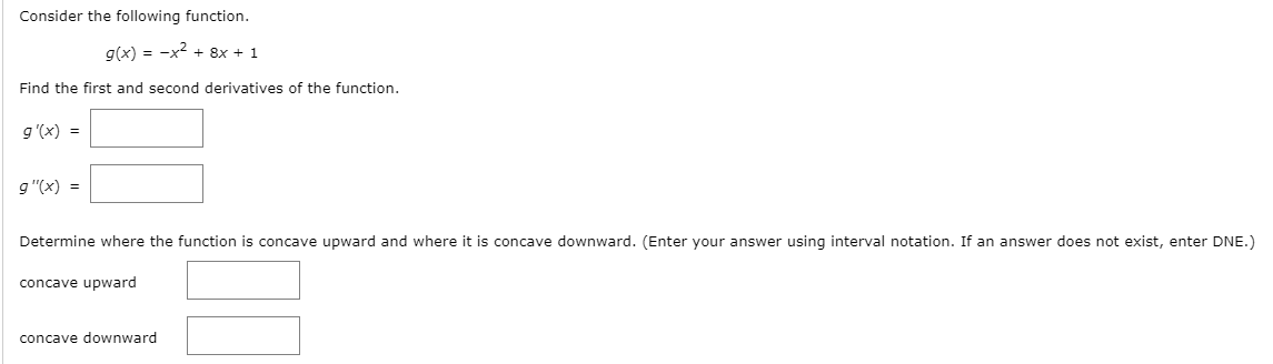 Solved Consider the following function. g(x) = -x2 + 8x + 1 | Chegg.com