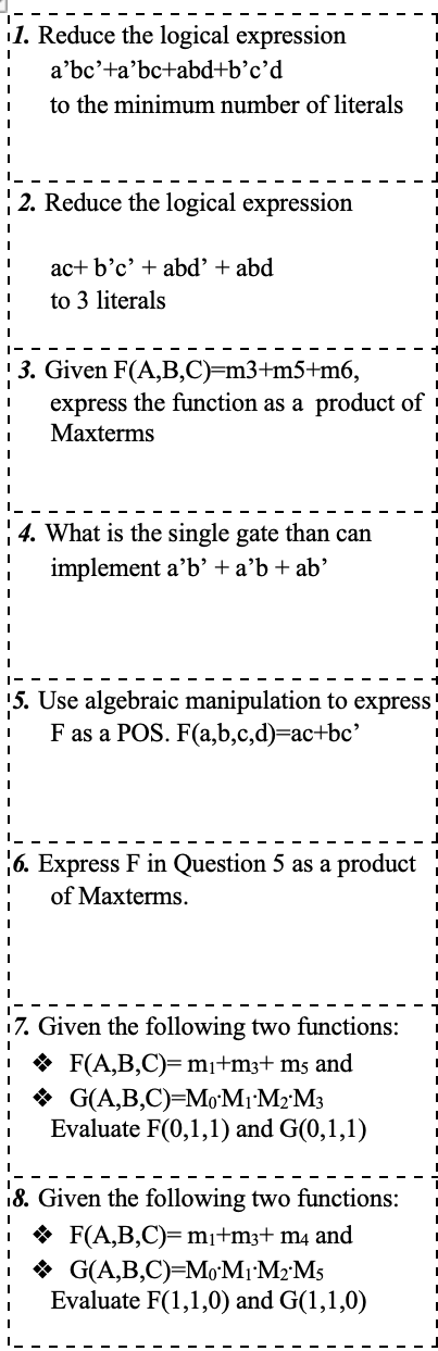 Solved 1. Reduce the logical expression a'bc'+a'bc+abd+b'c'd | Chegg.com