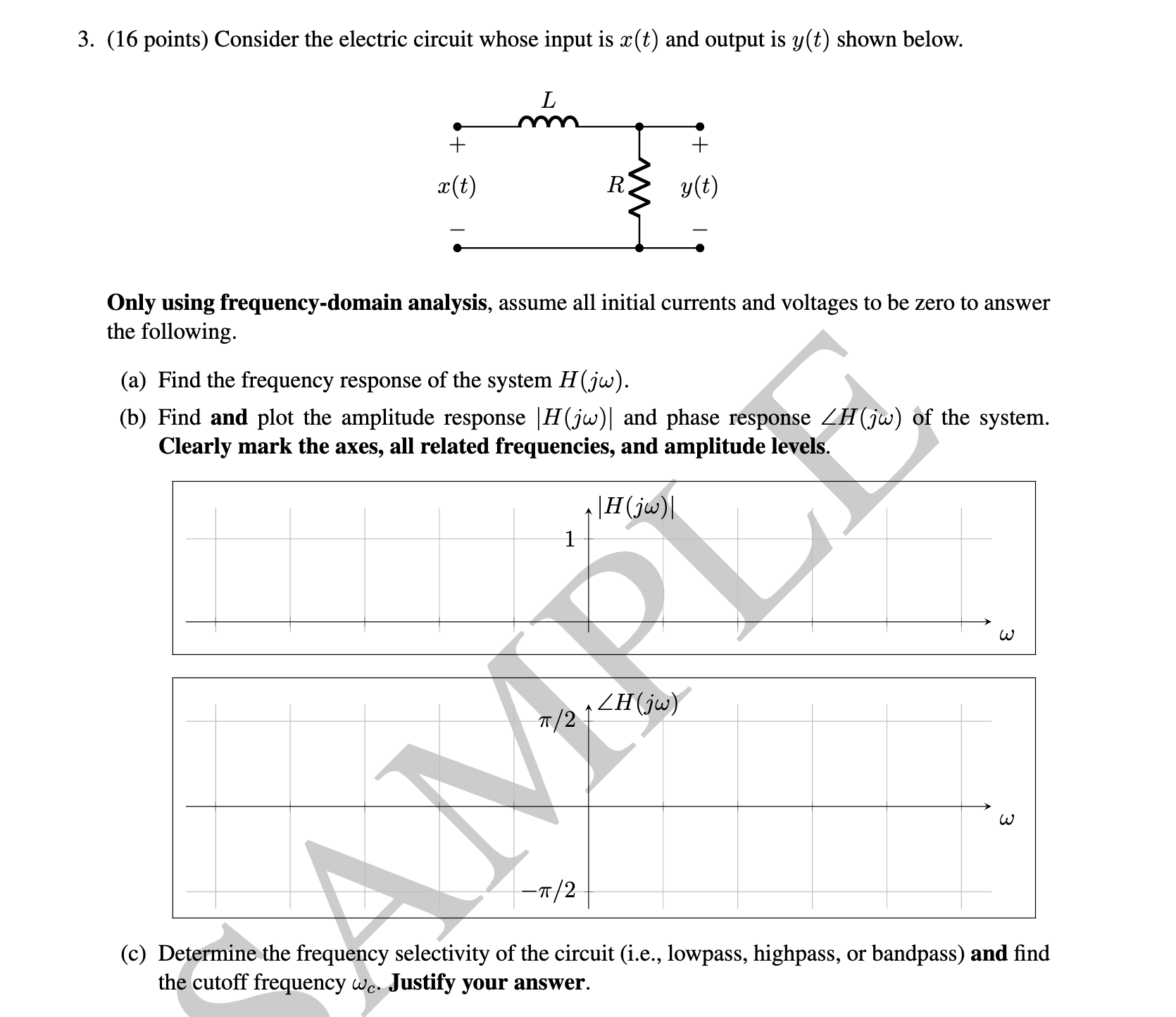 Solved (16 points) Consider the electric circuit whose input | Chegg.com