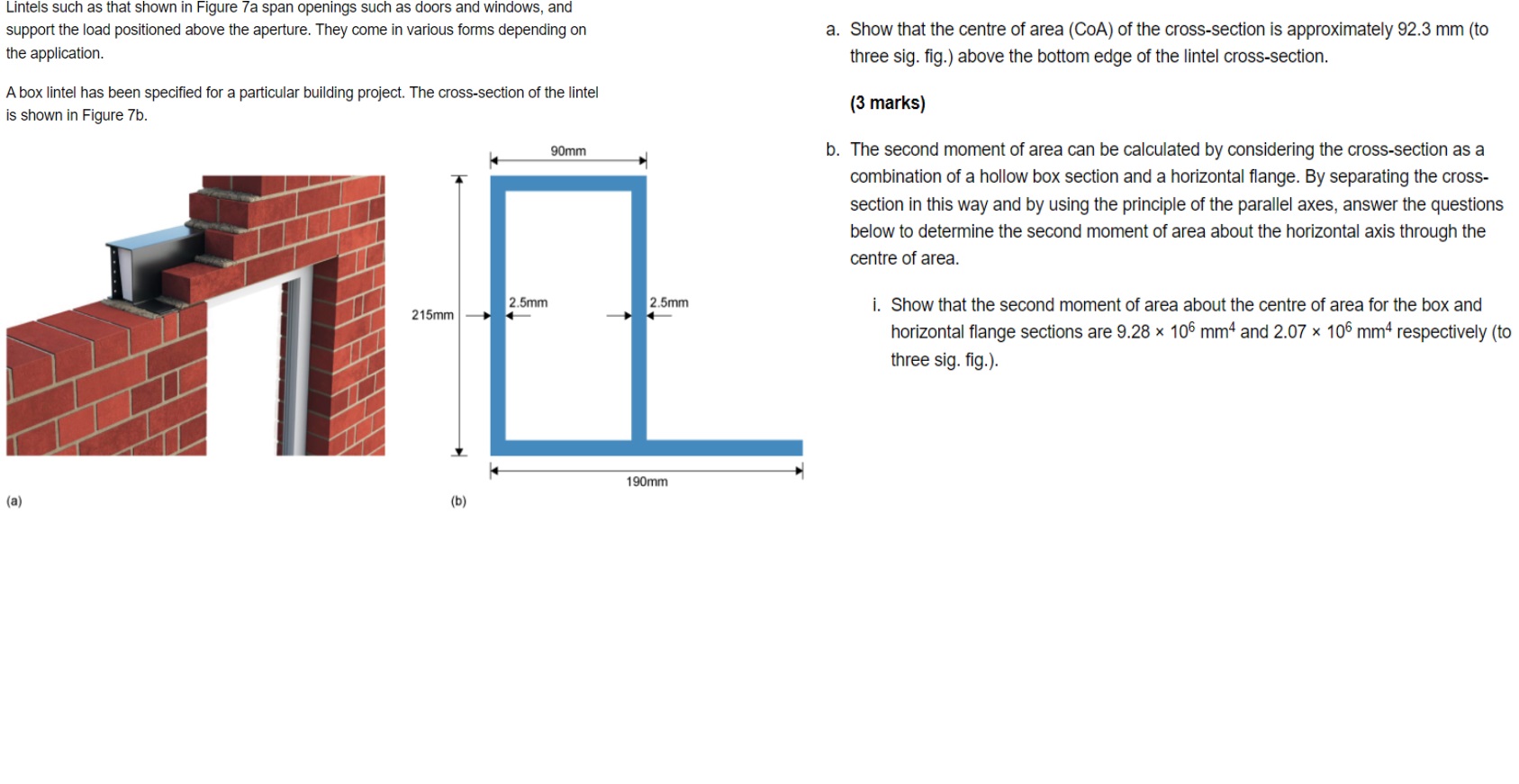 Solved Lintels such as that shown in Figure 7a span openings | Chegg.com