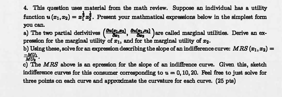 Solved 4. This question uses material from the math review. | Chegg.com