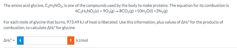 Solved The amino acid glycine, C2H5NO2, is one of the | Chegg.com