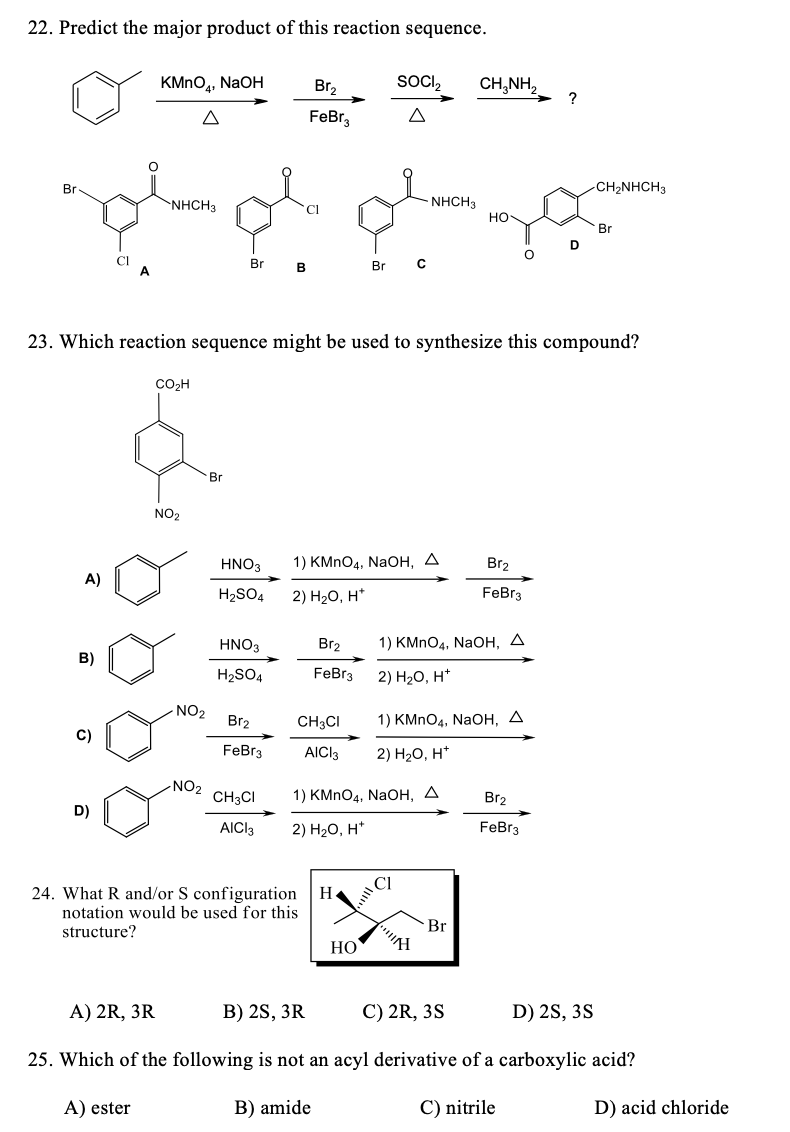 Solved College Organic Chemistry II -- Please answer all | Chegg.com